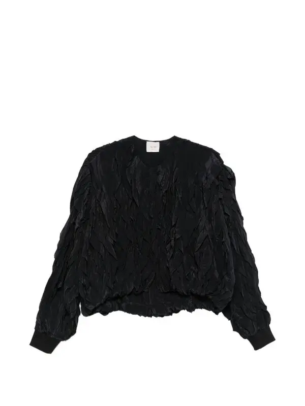 ALYSI Ruffled Bomber Jacket - Blue