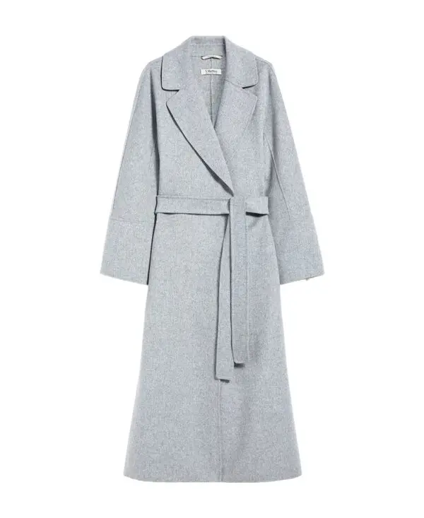 Max Mara Belted Long-sleeved Coat - Light Gray