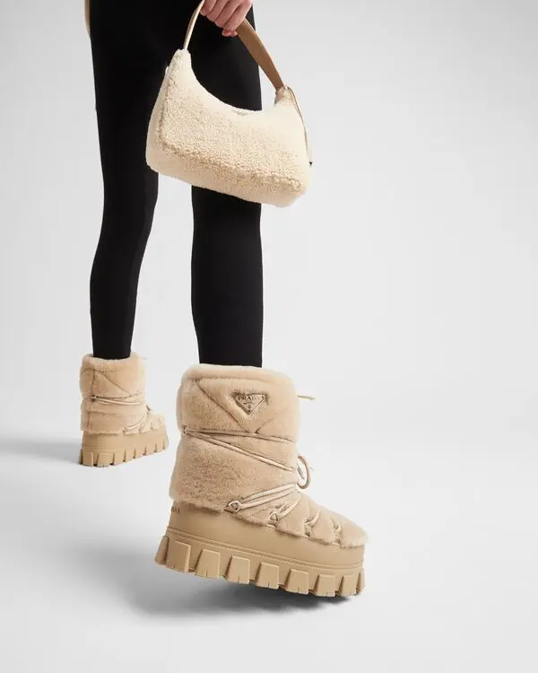 Prada Logo Plaque Chunky Ankle Boots