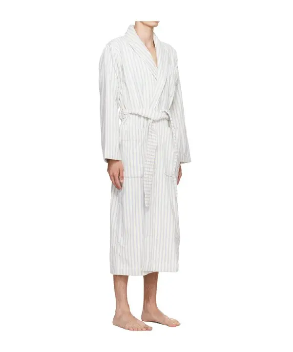 TEKLA Terry Classic Bathrobe - White/blue