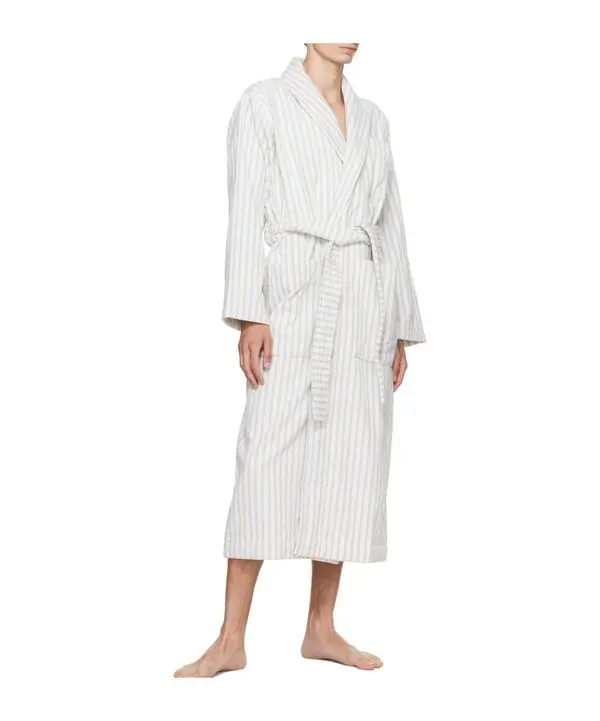 TEKLA Terry Classic Bathrobe - White/blue