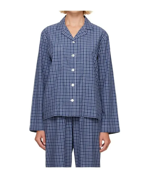 TEKLA Plaid Pajamas - Navy Blue