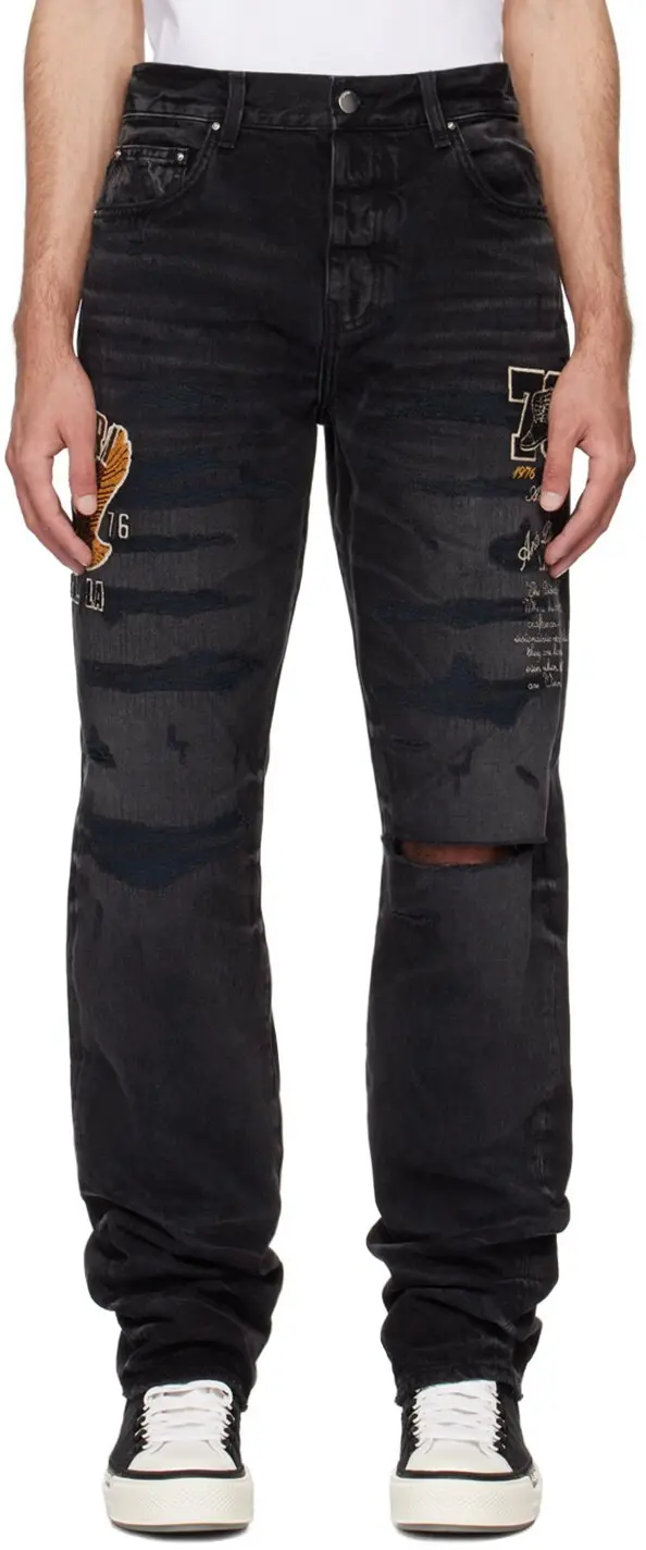 Amiri Distressed Straight-leg Jeans