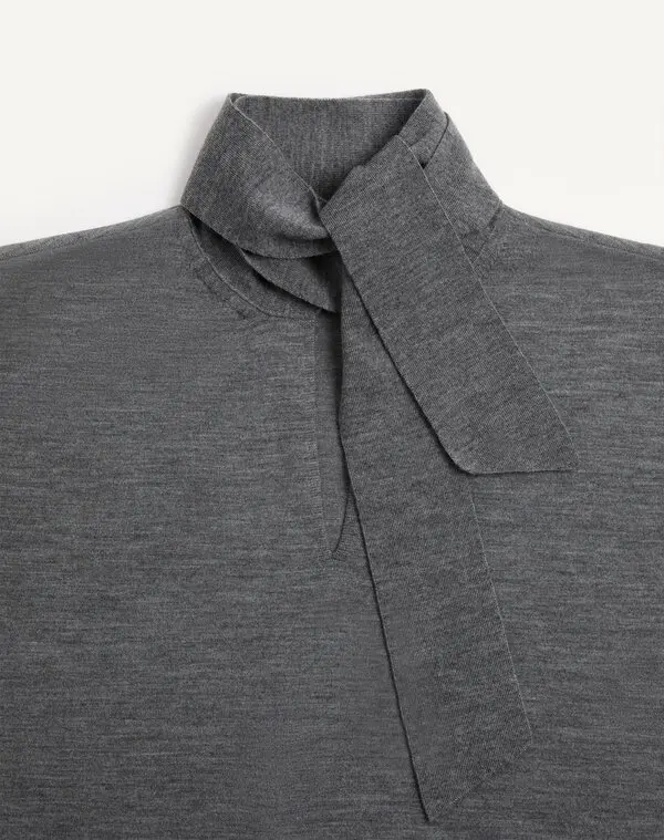 Valentino Garavani Long-sleeved Fine Knit Sweater With Decorative Bow - Grey