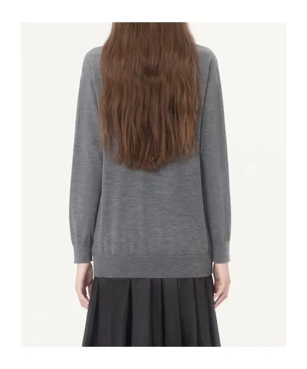 Valentino Garavani Long-sleeved Fine Knit Sweater With Decorative Bow - Grey
