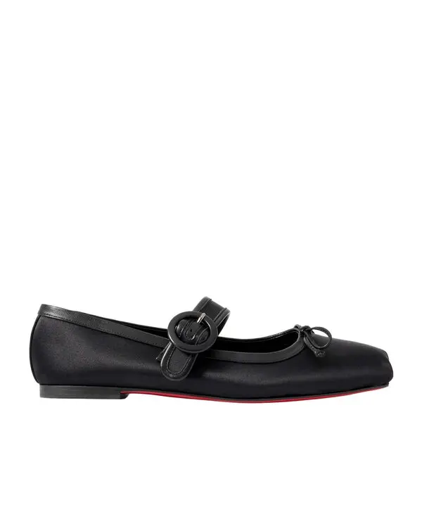 CHRISTIAN LOUBOUTIN Buckled Square Toe Ballet Flats