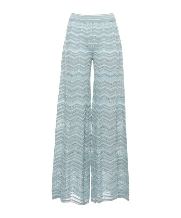 D.exterior Metallic Chevron Wide-leg Pants