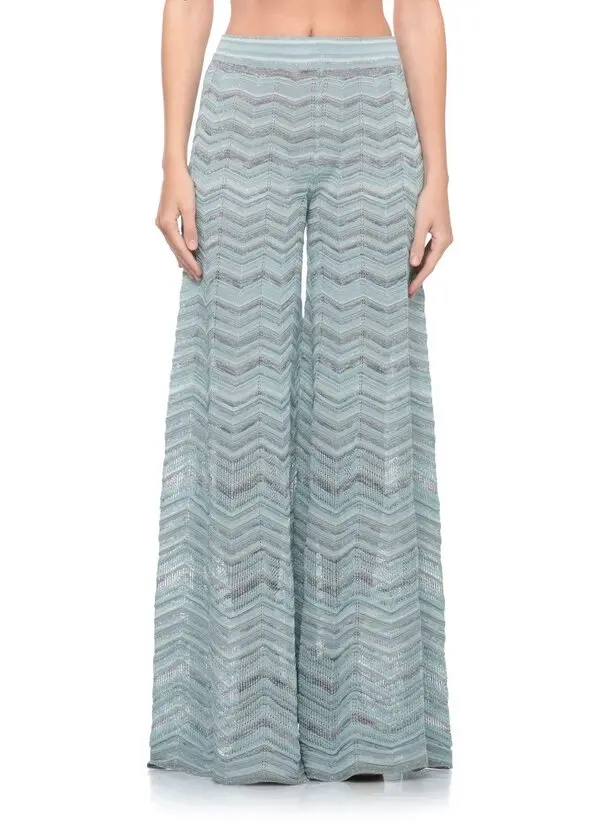 D.exterior Metallic Chevron Wide-leg Pants