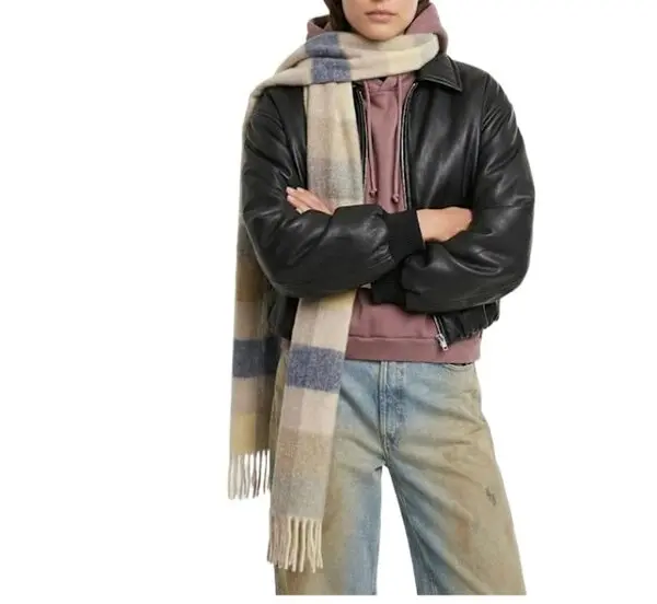 Acne Studios Plaid Tassel Scarf