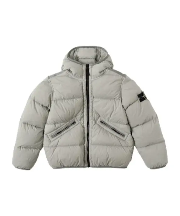 Stone Island Hooded Nylon Down Jacket - Gray