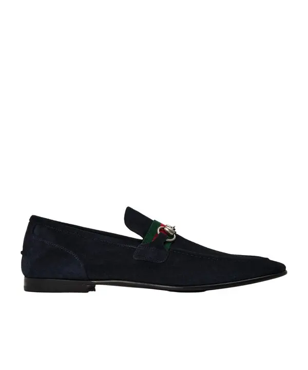 Gucci Navy Suede Loafers