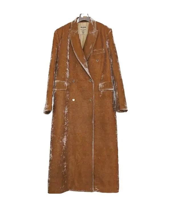 UMA WANG Doublebreasted Distressed Tailored Coat - Brown