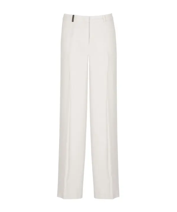 Peserico Ribbed Wide-leg Pants - Light Ivory