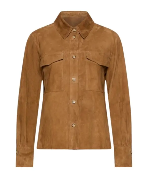 Marella Nubuck Long-sleeve Button-down Shirt