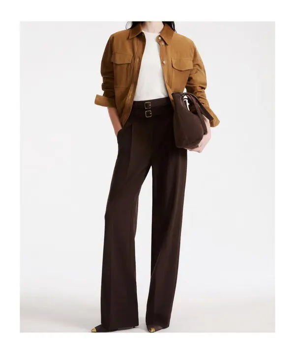 Marella Nubuck Long-sleeve Button-down Shirt