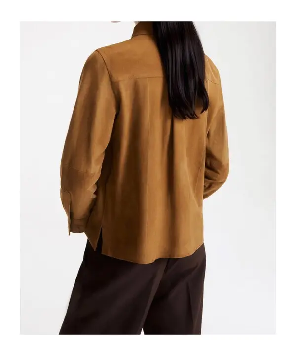 Marella Nubuck Long-sleeve Button-down Shirt