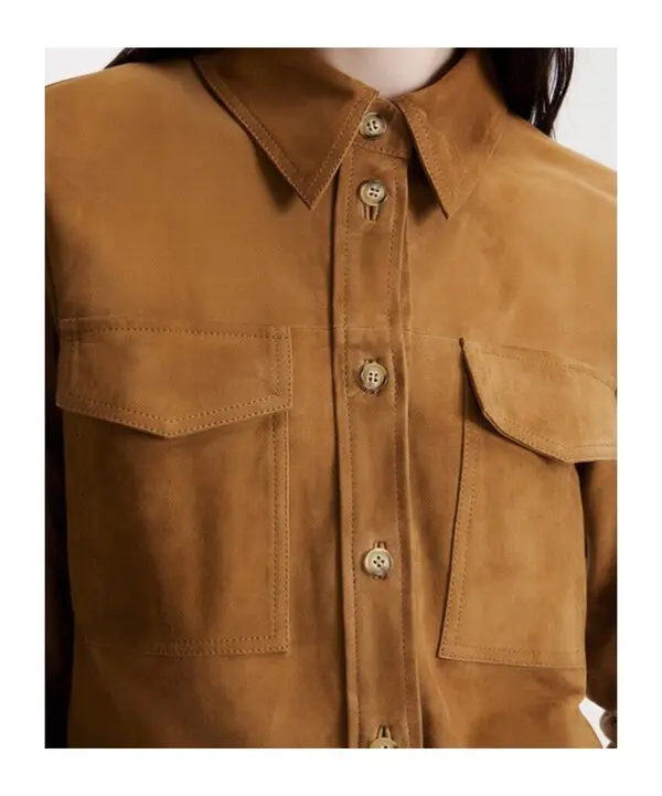 Marella Nubuck Long-sleeve Button-down Shirt