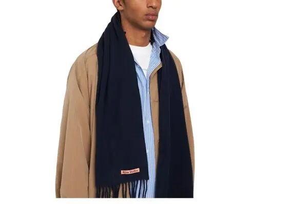 Acne Studios Rectangular Scarf With Fringes - Black