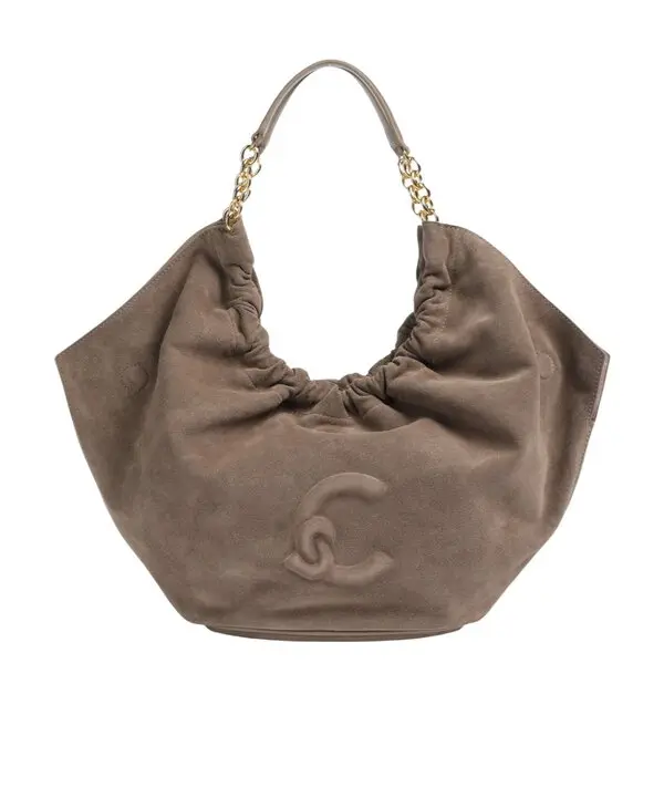 COCCINELLE Embossed-logo Suede Tote Bag