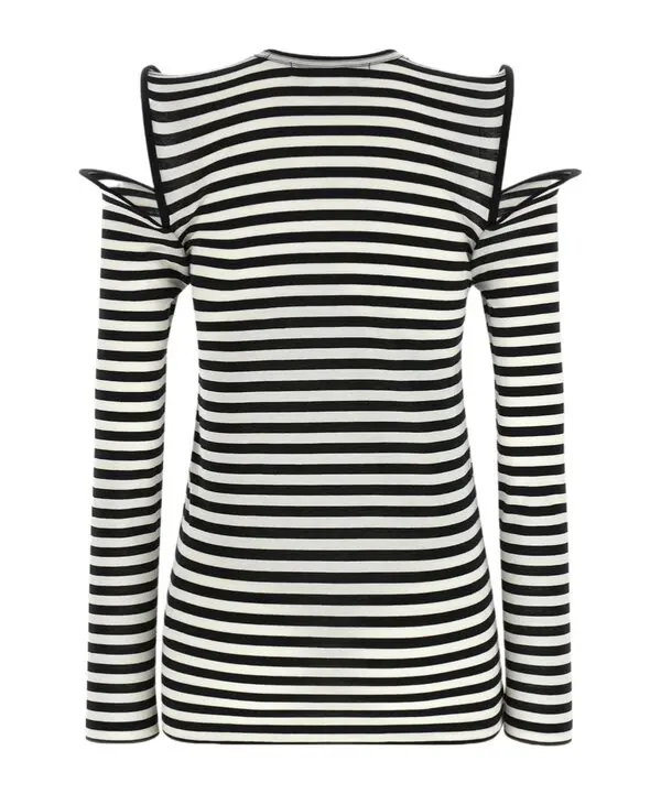 Junya Watanabe Cut-out Shoulder Striped T-shirt - Black/white