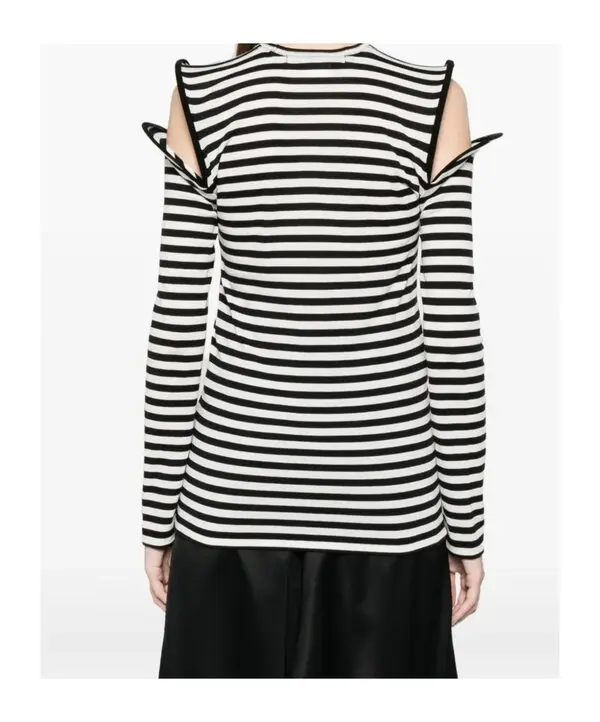 Junya Watanabe Cut-out Shoulder Striped T-shirt - Black/white