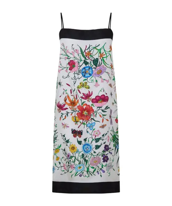 Gucci Floral Butterfly Print Midi Dress - White