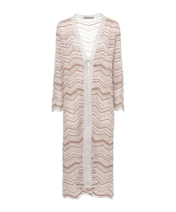 D.exterior Lurex Chevron Long Cardigan
