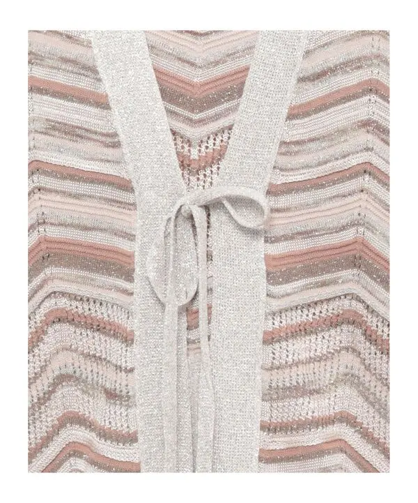 D.exterior Lurex Chevron Long Cardigan