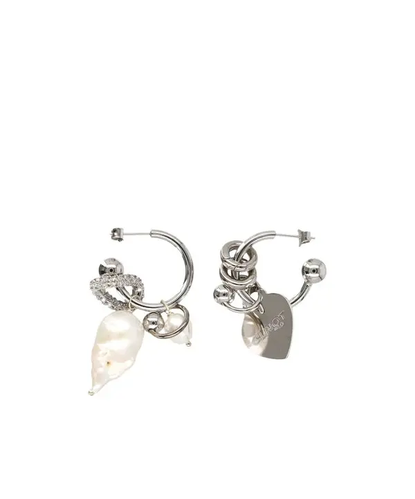 JUSTINE CLENQUET Agyness Charm Hoop Earrings - Silver