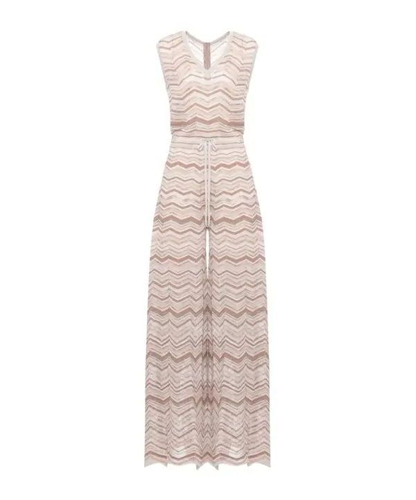 D.exterior Chevron Wide-leg Jumpsuit