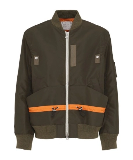 Sacai Bomber Jacket With Central Closure - Green