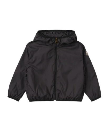 Moncler Hooded Zipup Lightweight Jacket - Black