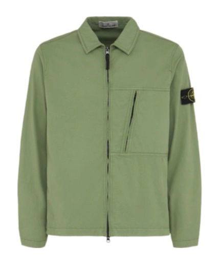 Stone Island Logo Detail Zip Up Coat