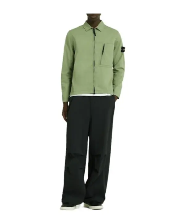 Stone Island Logo Detail Zip Up Coat
