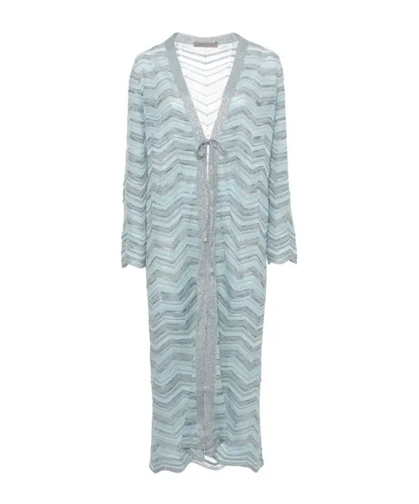 D.exterior Chevron Lurex Long Cardigan