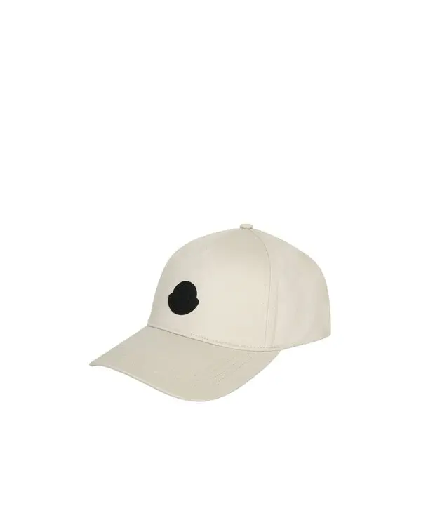 Moncler Silicone Logo Cotton Baseball Cap - Beige