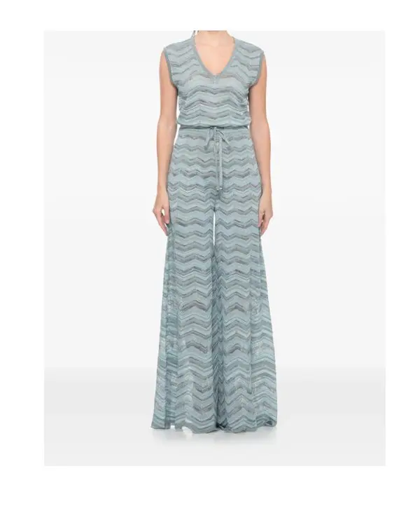 D.exterior Chevron Wide-leg Jumpsuit