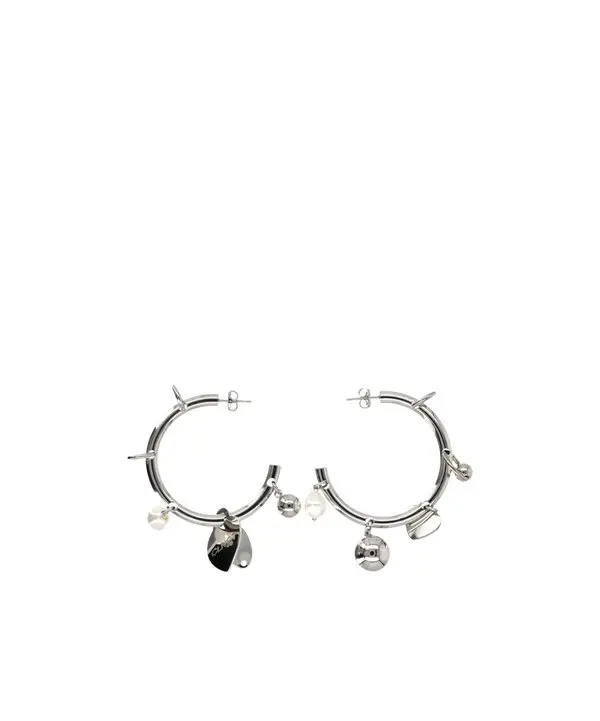 JUSTINE CLENQUET Britt Charm Hoop Earrings - Silver