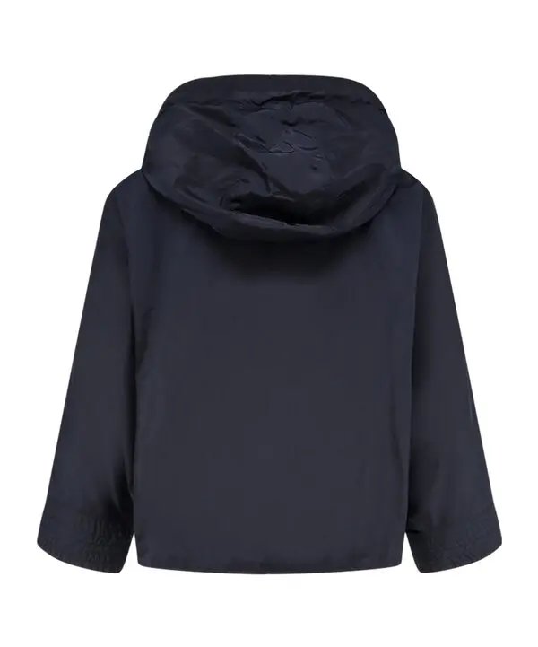 Moncler Hooded Logo Patch Cape Jacket - Blue