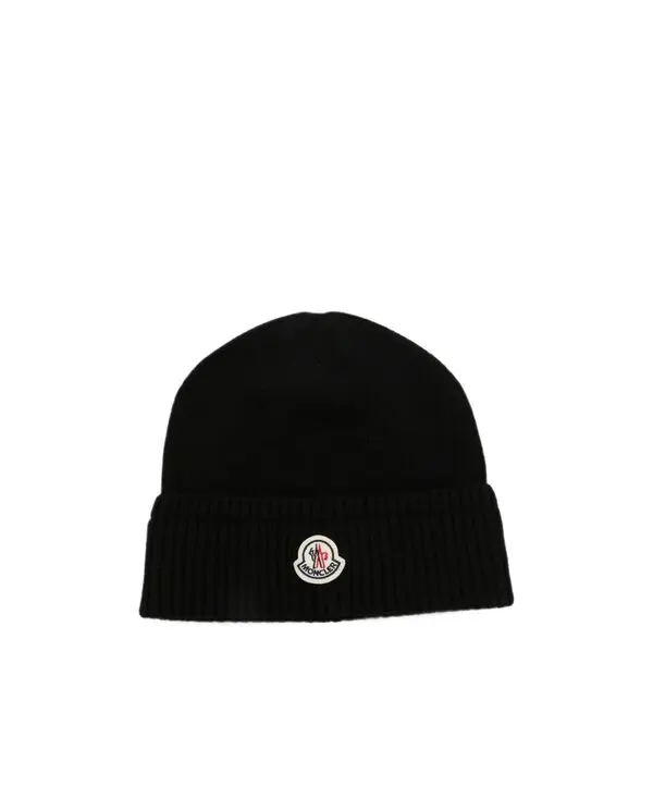Moncler Logo-patch Ribbed-knit Beanie Hat