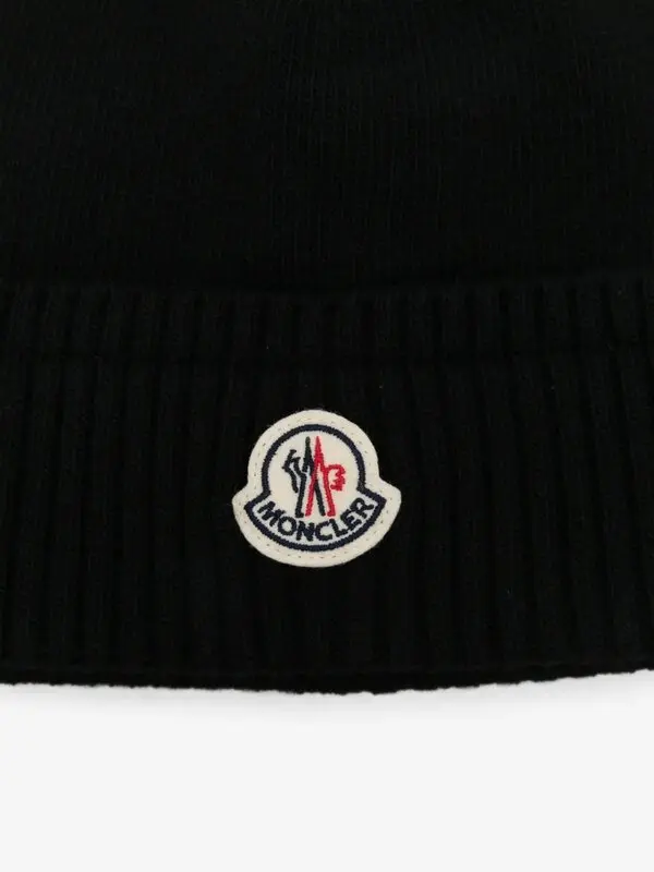 Moncler Logo-patch Ribbed-knit Beanie Hat