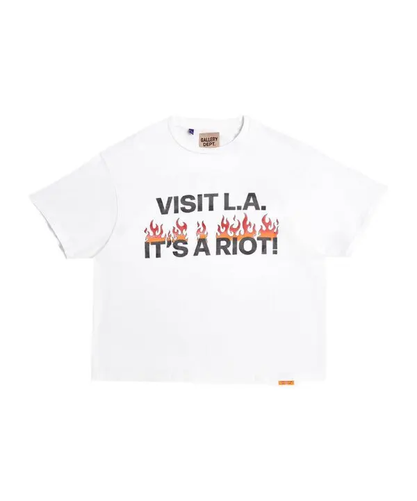 GALLERY DEPT. Cropped Flameandletter Print Tshirt - White