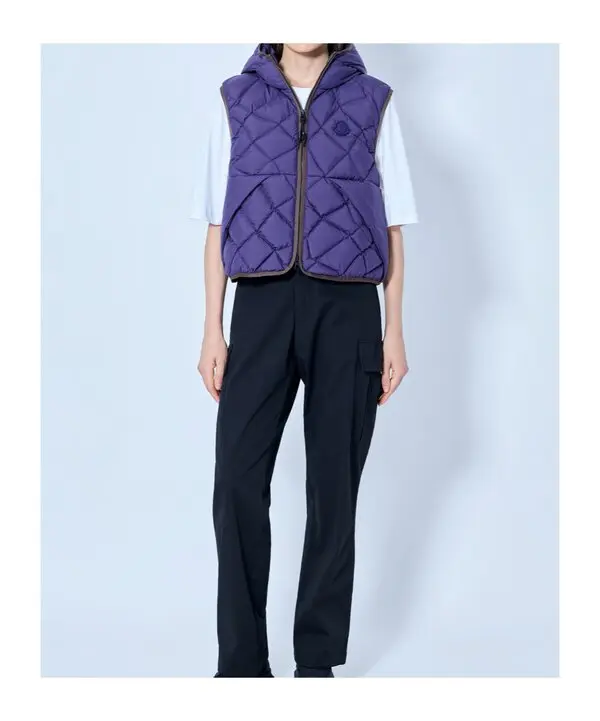 Moncler Armella Hooded Down Gilet - Purple