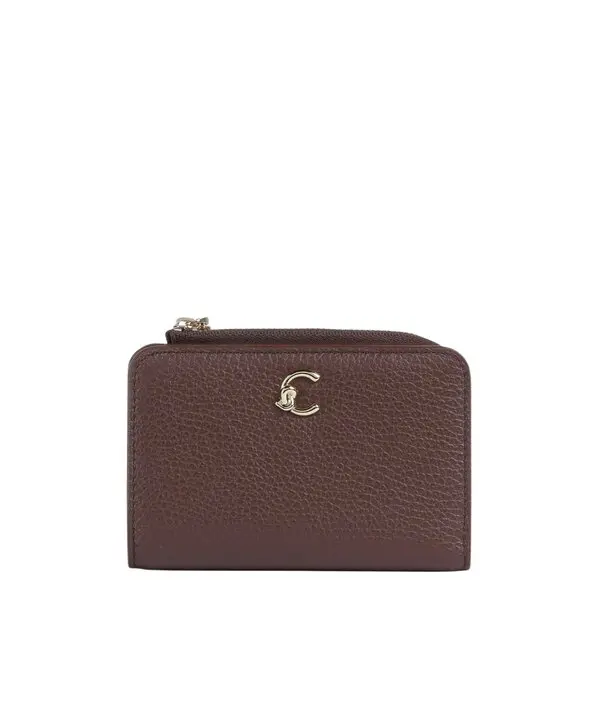 COCCINELLE Small C-me Logo-plaque Pebbled Leather Wallet - Brown