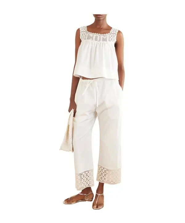 Calle Del Mar Cotton Wideleg Pants