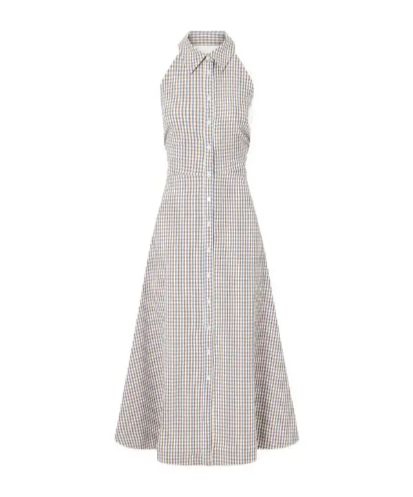 Veronica Beard Checked Cotton-seersucker Midi Dress