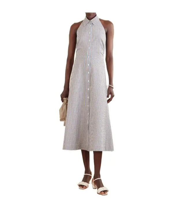 Veronica Beard Checked Cotton-seersucker Midi Dress