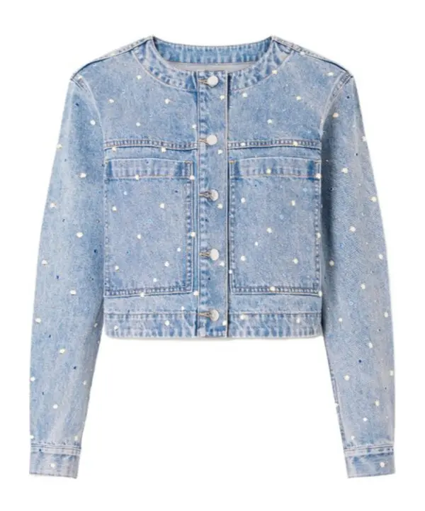 Veronica Beard Cropped Embellished Denim Jacket