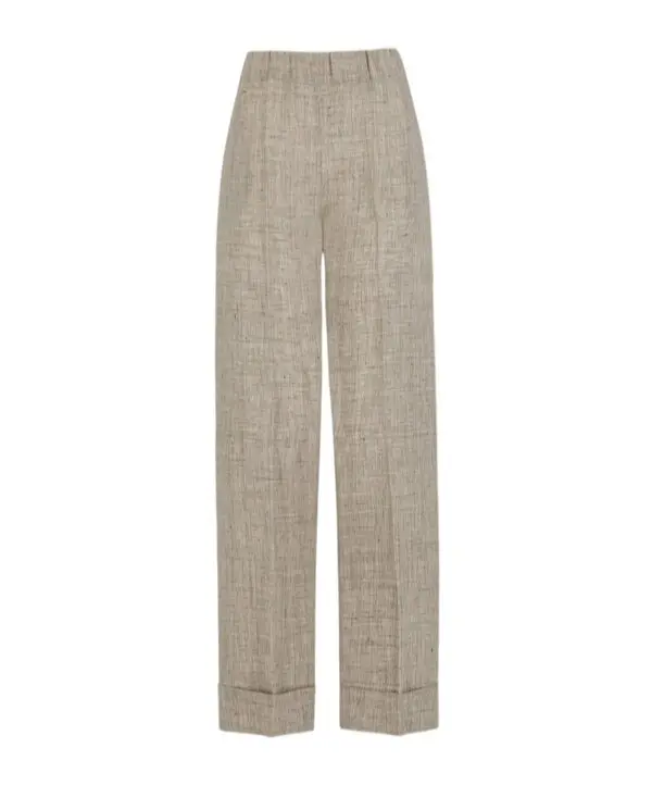 D.exterior Linen Turn-up Trousers