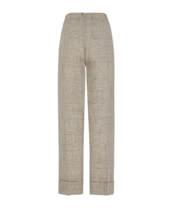 D.exterior Linen Turn-up Trousers